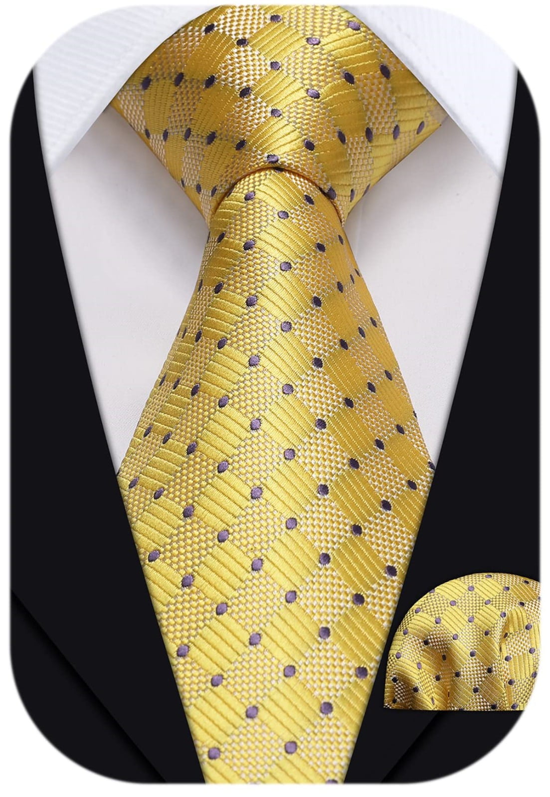 HISDERN Mens Ties Plaid Tie and Pocket Square Set Woven Formal ...