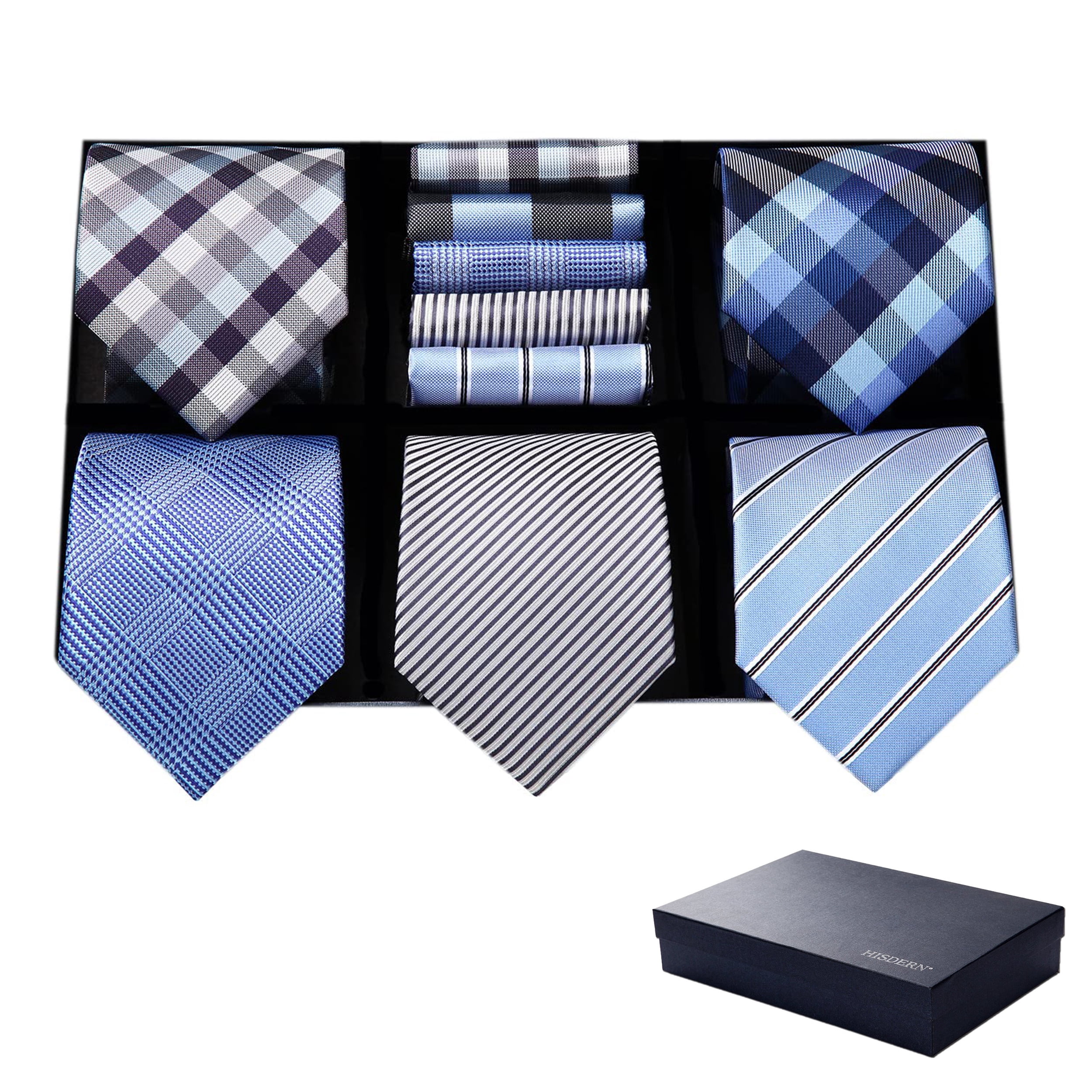 HISDERN Mens Ties Set 5 Pcs Formal Plaid Tie Business Stripe Neckties ...