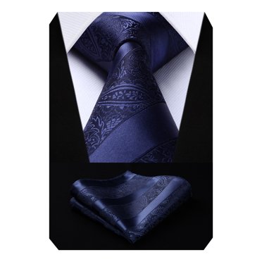 Barry.Wang Men's Formal Stripe Silk Woven Necktie Set with Handkerchief ...
