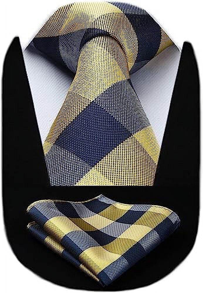 HISDERN Plaid Ties for Men Checked Mens Ties Pocket Square Tie Set ...
