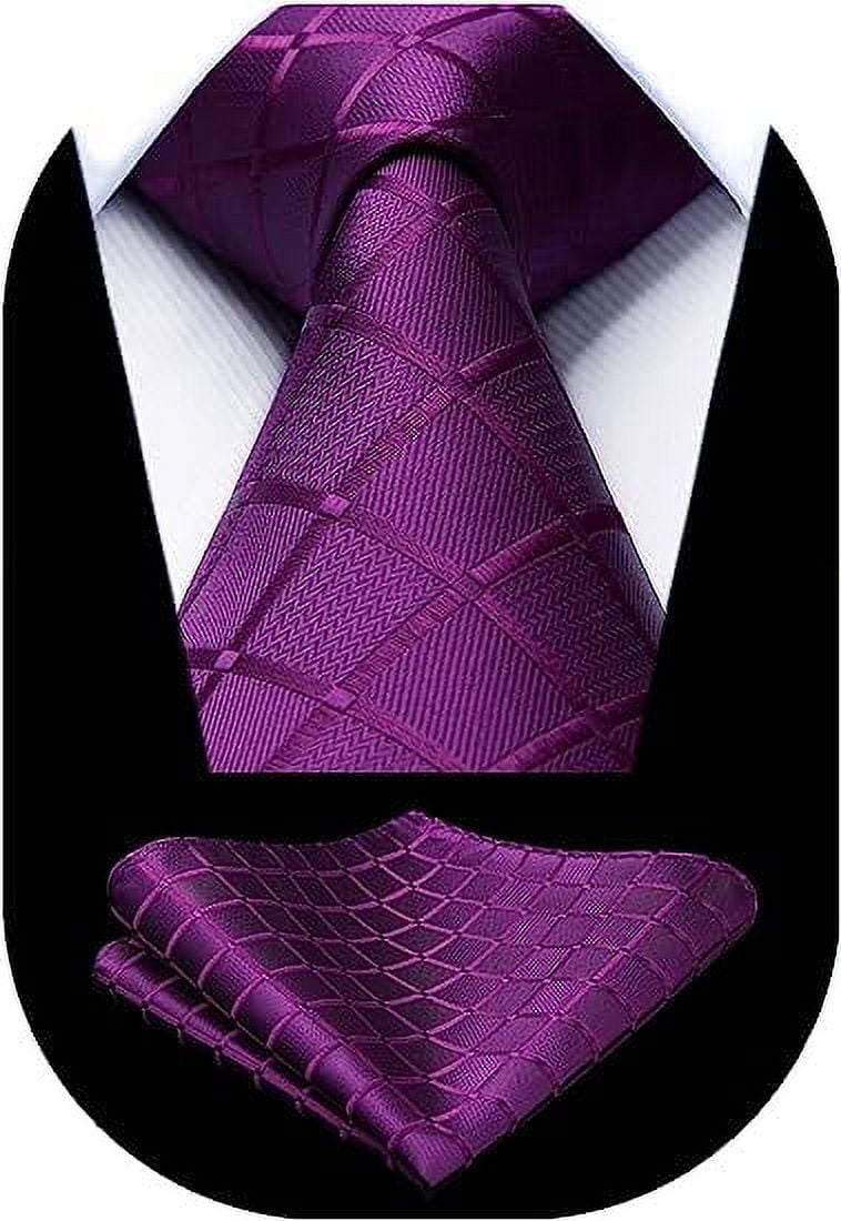 HISDERN Purple Ties for Men Plaid Checkered Tie Formal Ties Men's ...