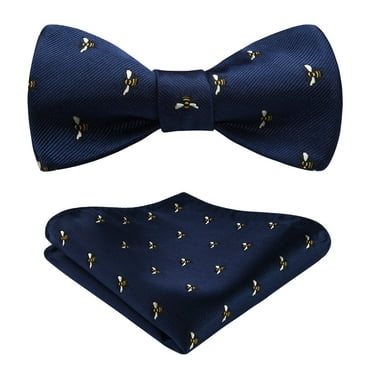 HISDERN Orange Plaid Self Tie Bow Tie for Men Formal Tuxedo Bowties Handkerchief Bow Ties Set ...