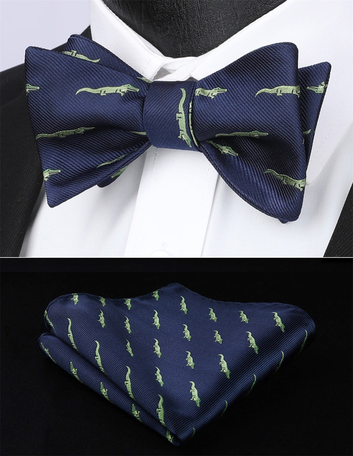 HISDERN Blue Bowties Animal Fun Self Tie Bow Ties for Men Pocket Square ...
