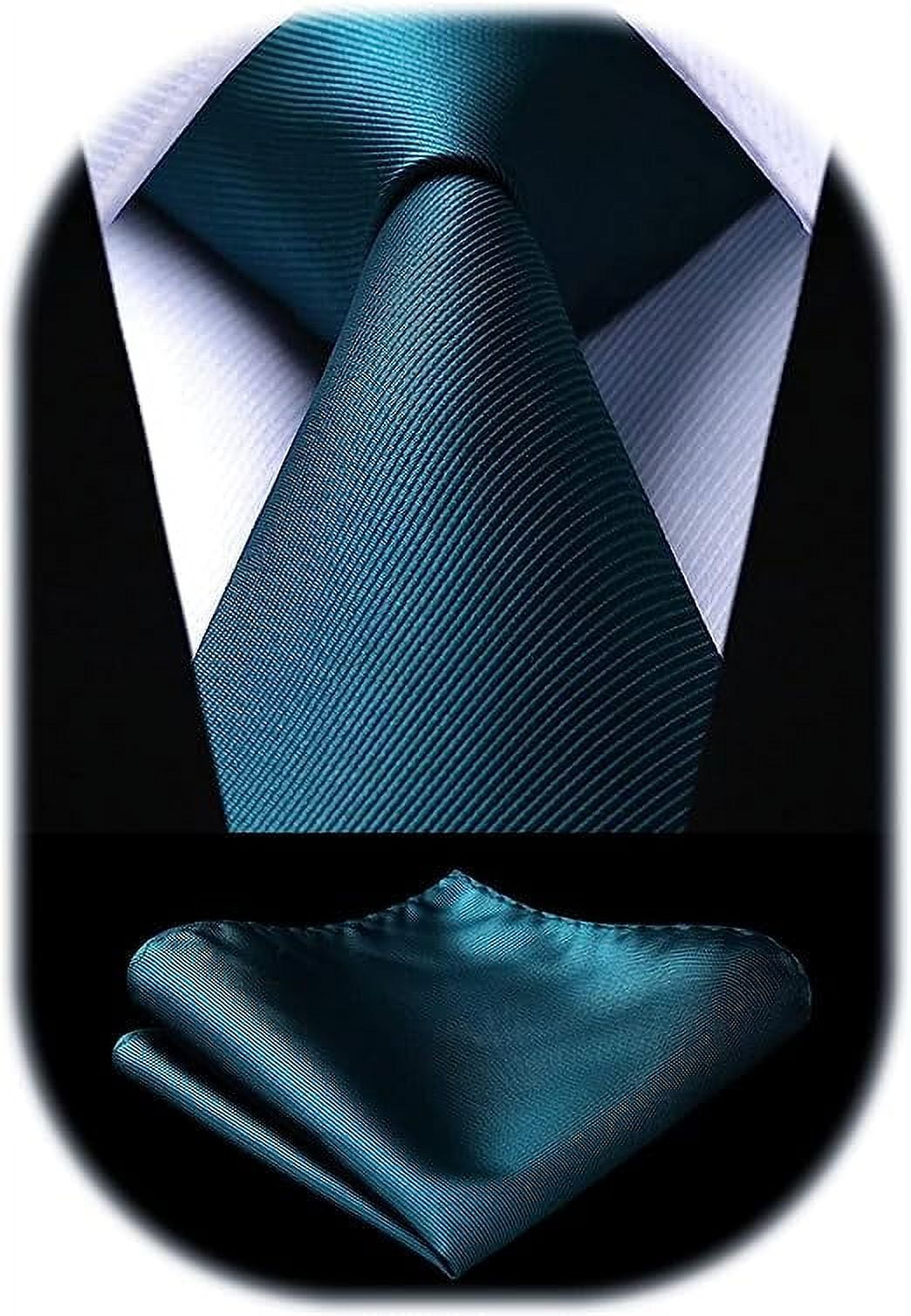 HISDERN Solid Color Ties for Men Business Tie and Pocket Square Set ...