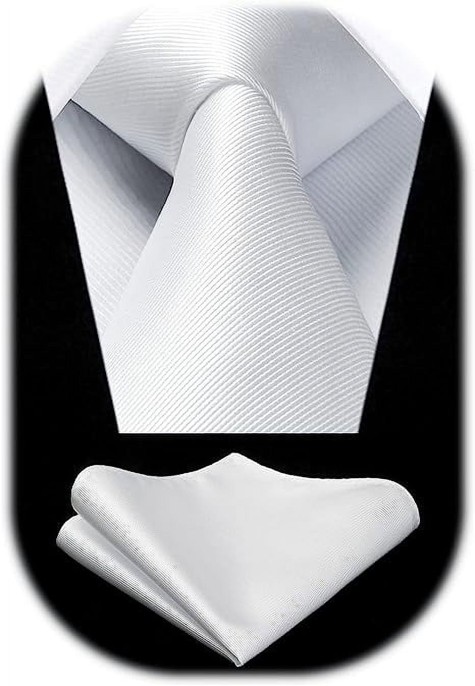 HISDERN Solid Color Ties for Men Business Tie and Pocket Square Set ...
