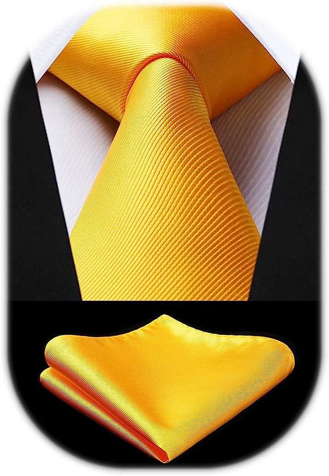 HISDERN Solid Color Ties for Men Business Tie and Pocket Square Set ...