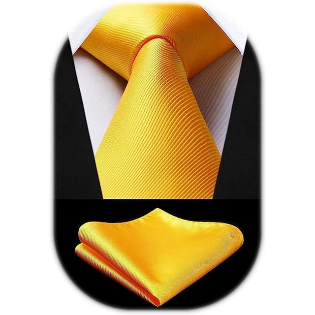HISDERN Solid Color Ties for Men Business Tie and Pocket Square Set ...