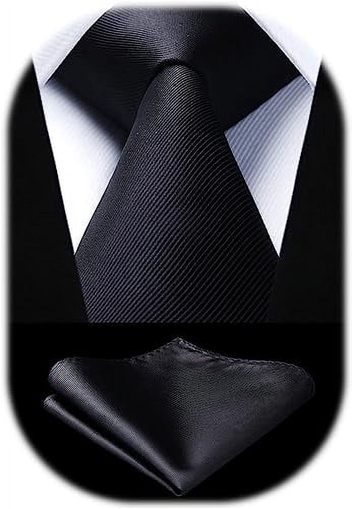 HISDERN Solid Color Ties for Men Business Tie and Pocket Square Set ...