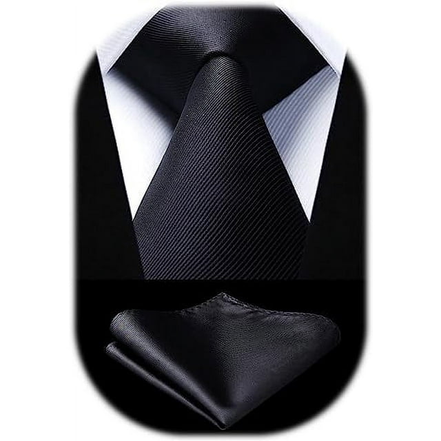 HISDERN Solid Color Ties for Men Business Tie and Pocket Square Set ...