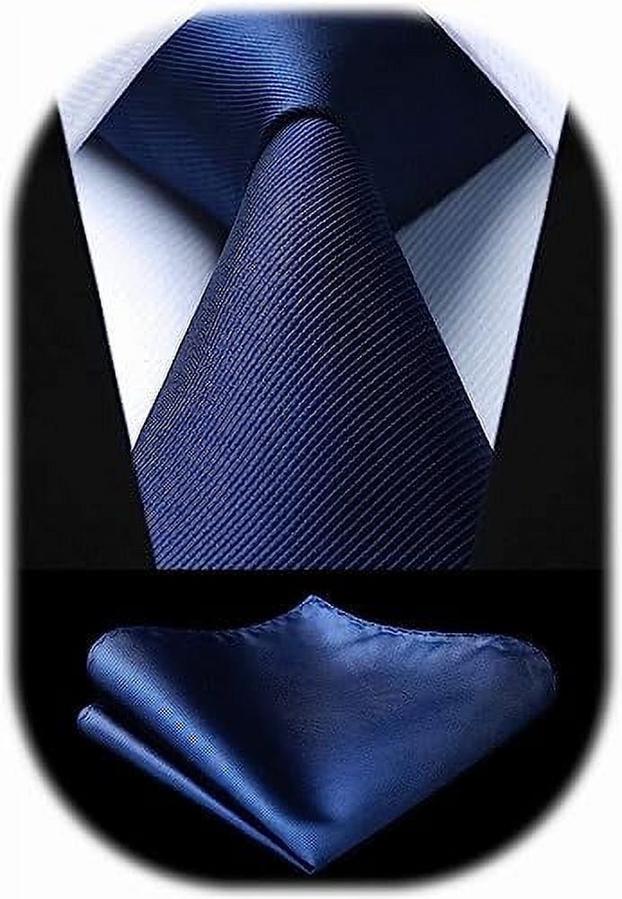 HISDERN Solid Color Ties for Men Business Tie and Pocket Square Set ...