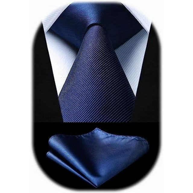 HISDERN Solid Color Ties for Men Business Tie and Pocket Square Set ...