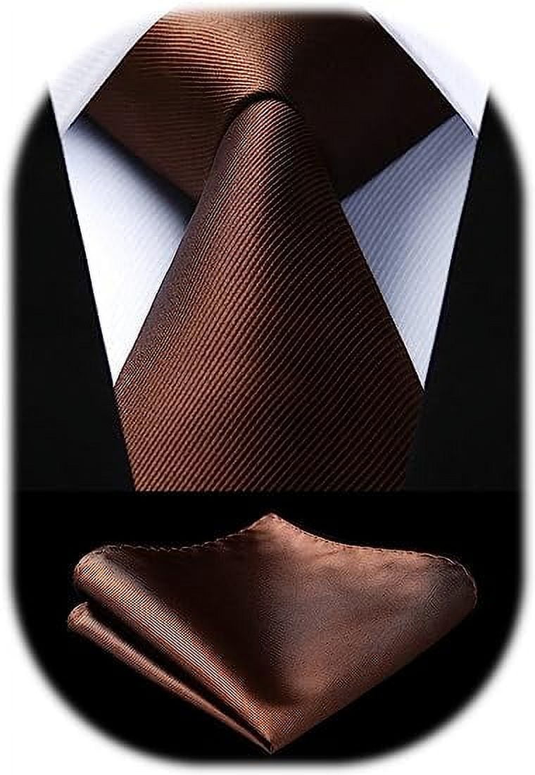 HISDERN Solid Color Ties for Men Business Tie and Pocket Square Set ...