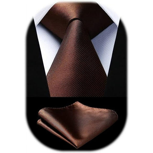 HISDERN Solid Color Ties for Men Business Tie and Pocket Square Set ...