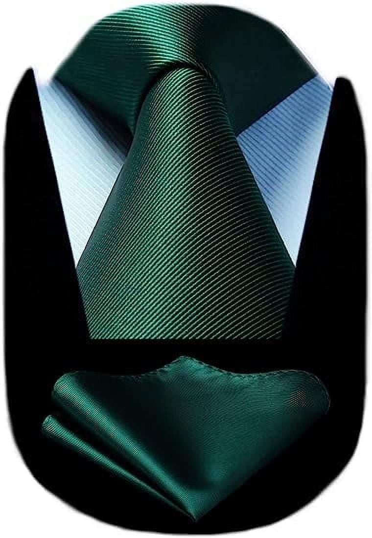HISDERN Men's Solid Necktie & Handkerchief, Silk Blend, Business ...