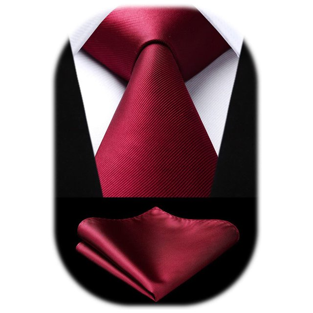 HISDERN Solid Color Ties for Men Business Tie and Pocket Square Set ...