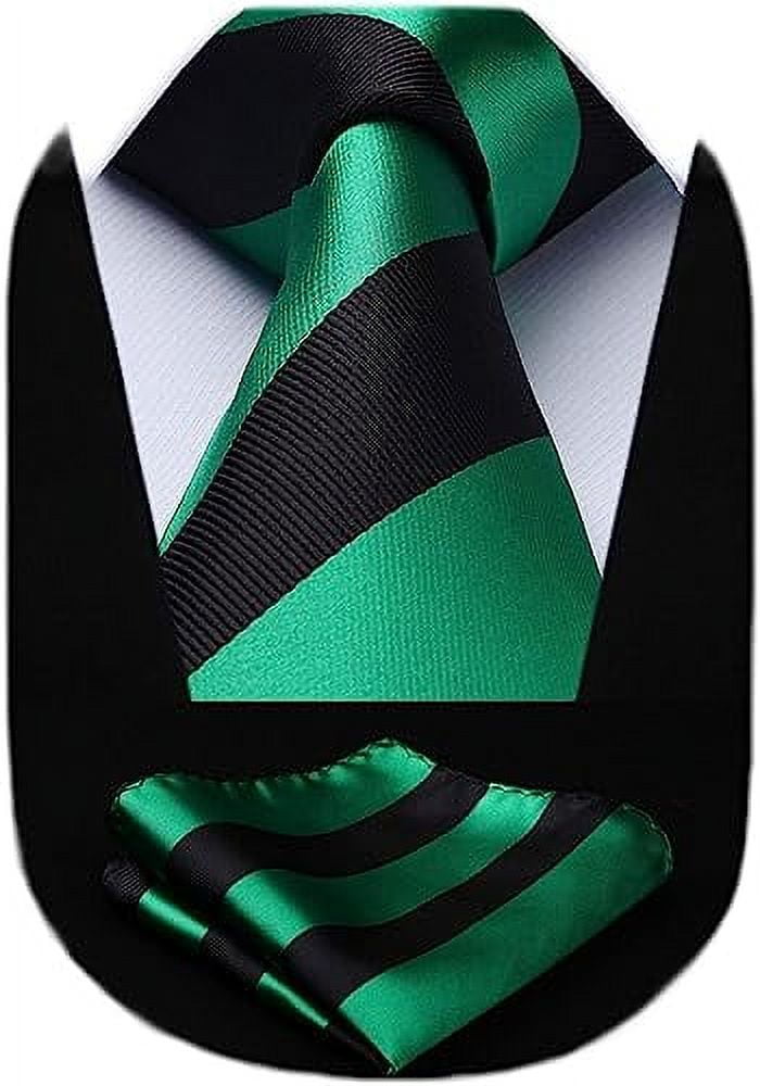 HISDERN Stripe Tie Mens Ties and Pocket Square Set Classic 3.4'' Silk ...