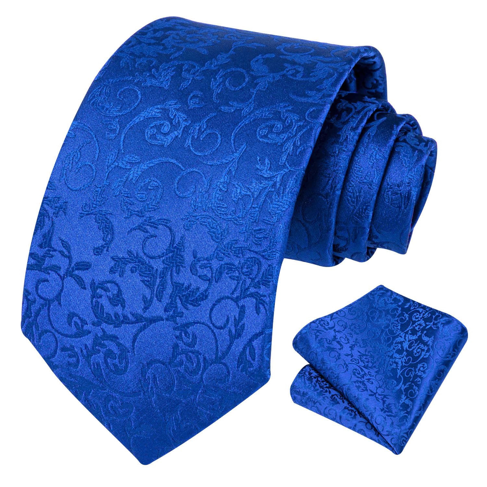 HISDERN Tie for Men Paisley Floral Tie Handkerchief Woven Business ...