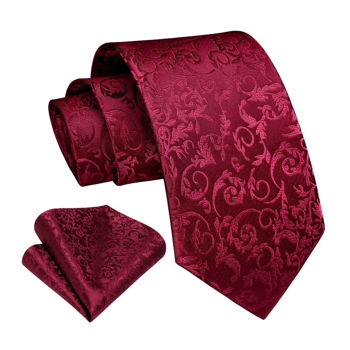 HISDERN Tie for Men Paisley Floral Tie Handkerchief Woven Business ...