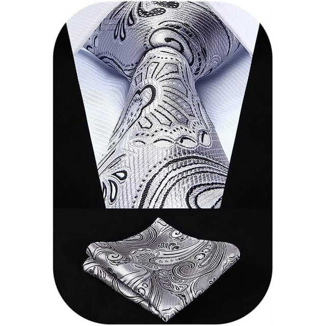 HISDERN Ties for Men Paisley Tie and Pocket Square Woven Classic Floral Mens Ties Handkerchief ...
