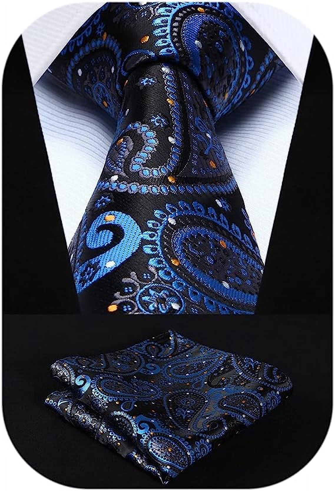 HISDERN Ties for Men Paisley Tie and Pocket Square Woven Classic Floral ...
