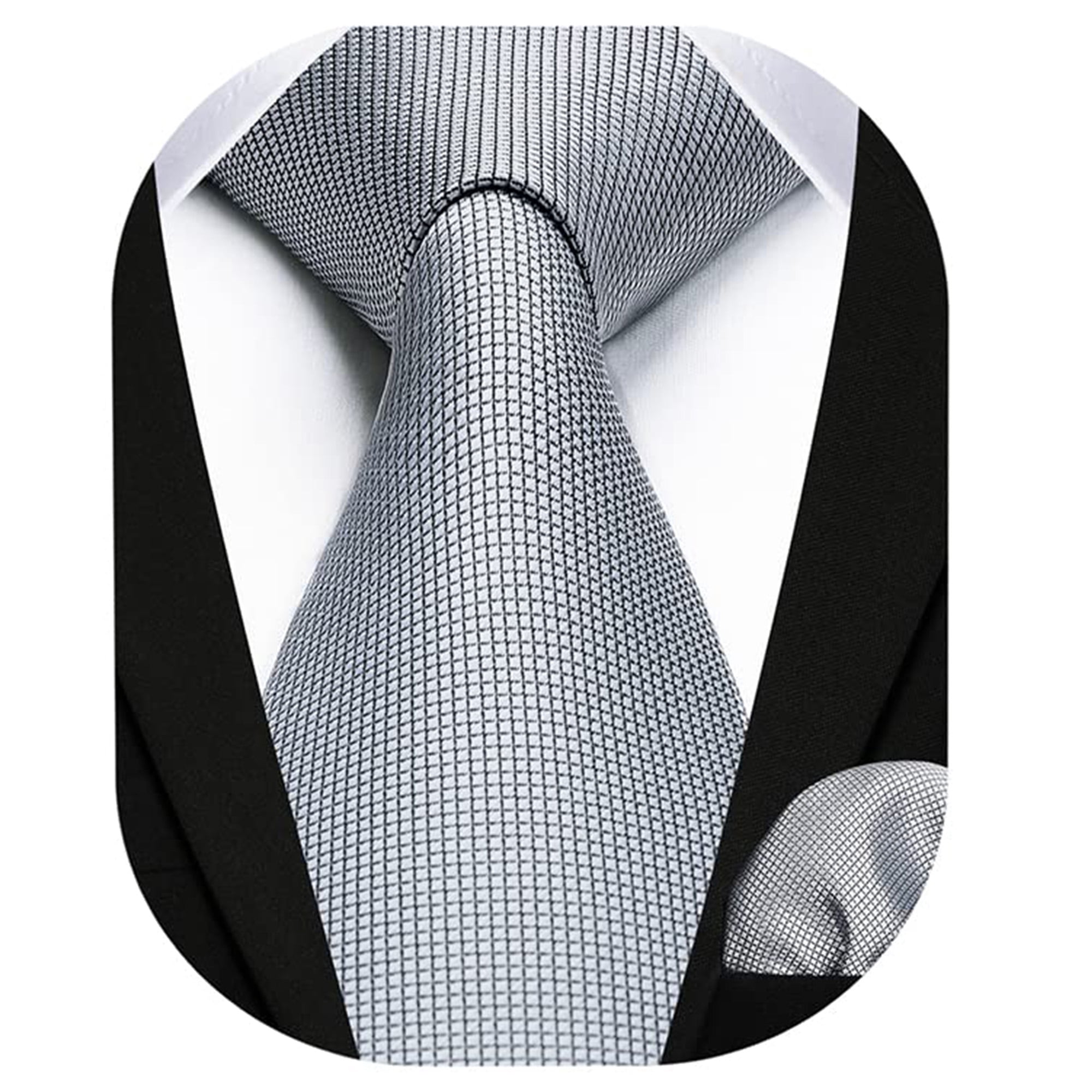HISDERN Ties for Men Plaid Checkered Tie with Pocket Square Woven ...