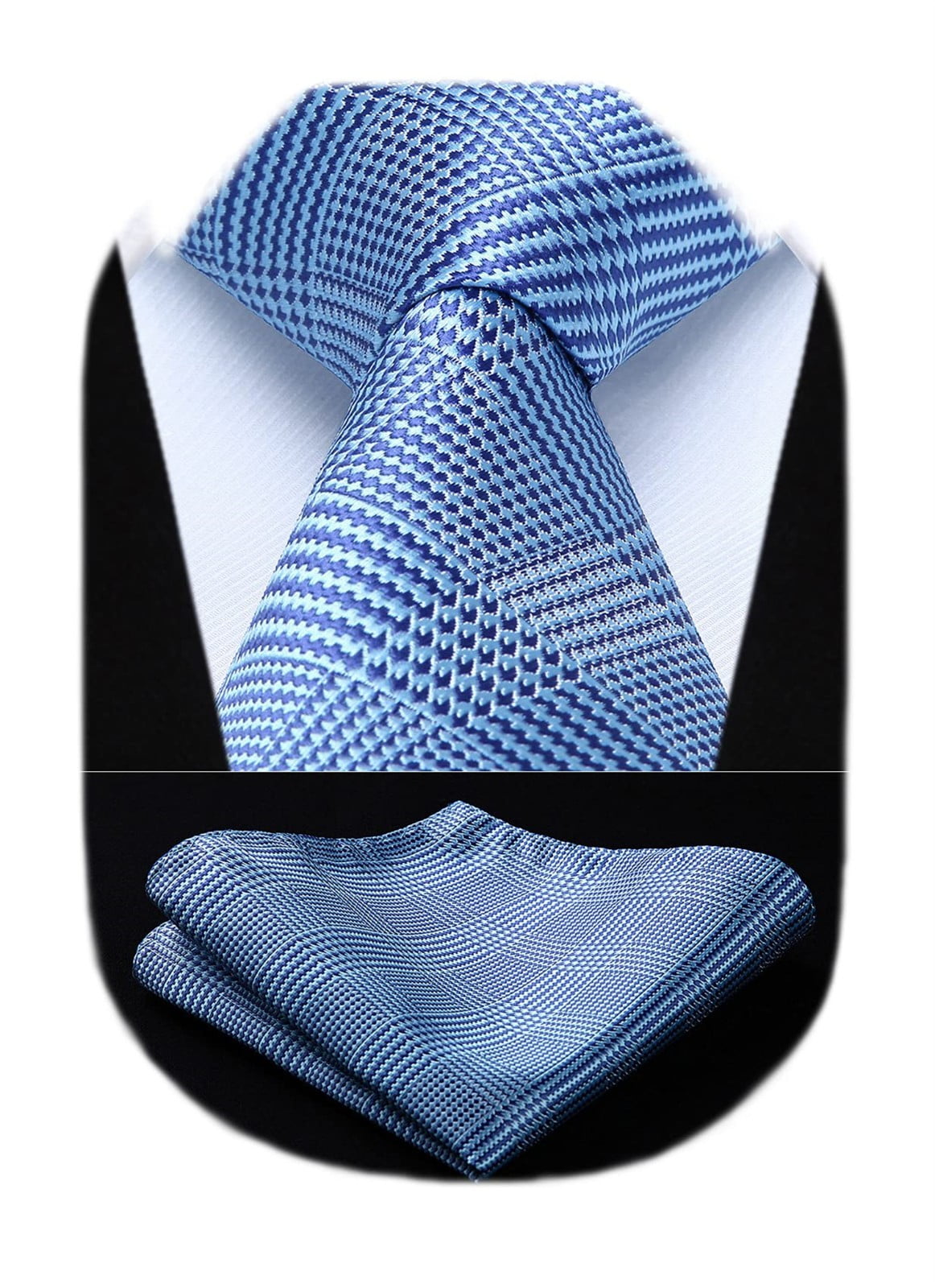 HISDERN Ties for Men Plaid Checkered Tie with Pocket Square Woven ...