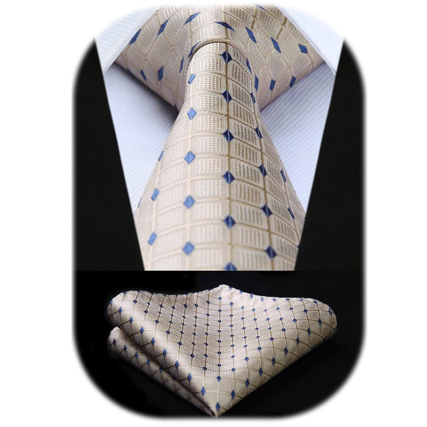 HISDERN Ties for Men Plaid Checkered Tie with Pocket Square Woven ...