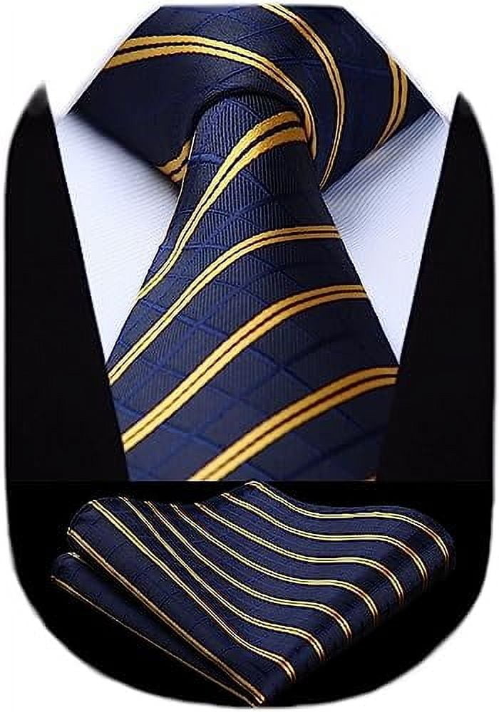HISDERN Ties for Men Plaid Checkered Tie with Pocket Square Woven ...