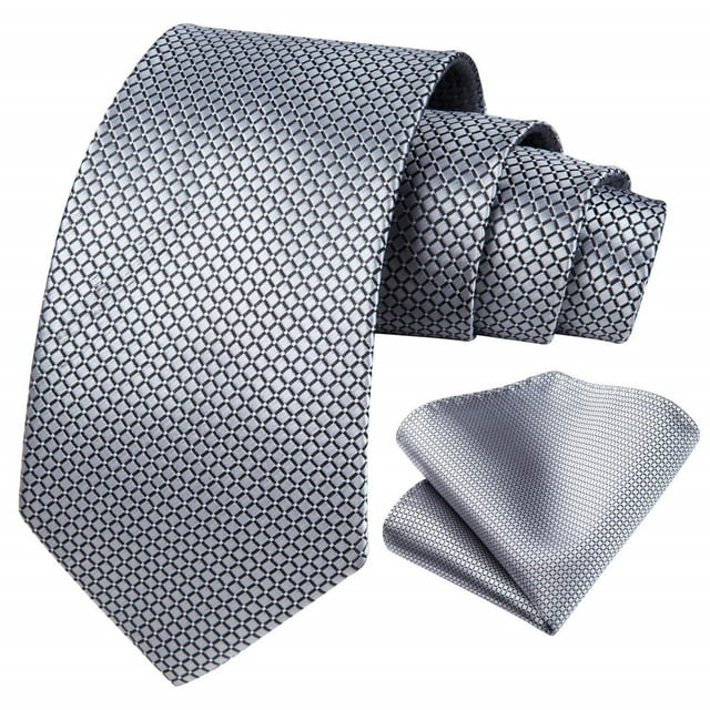 HISDERN Ties for Men Plaid Checkered Tie with Pocket Square Woven ...