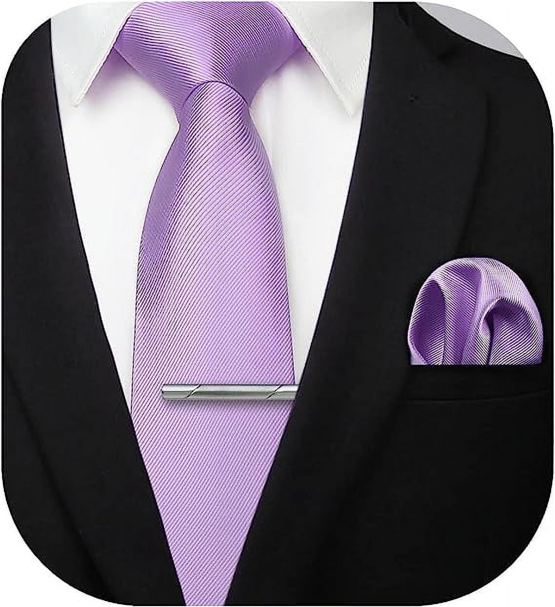 HISDERN Ties for Men Solid Color Woven Tie and Pocket Square Neckties ...