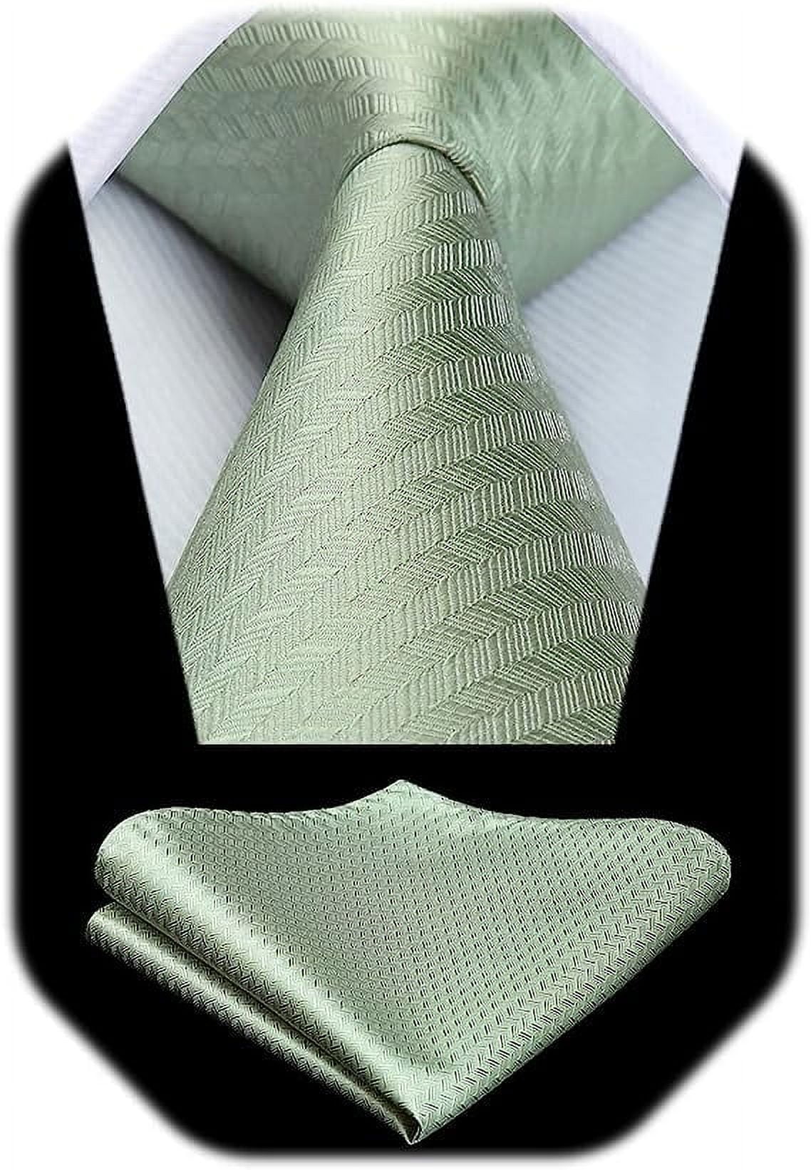 HISDERN Ties for Men Solid Houndstooth Neckties Handkerchief Formal ...