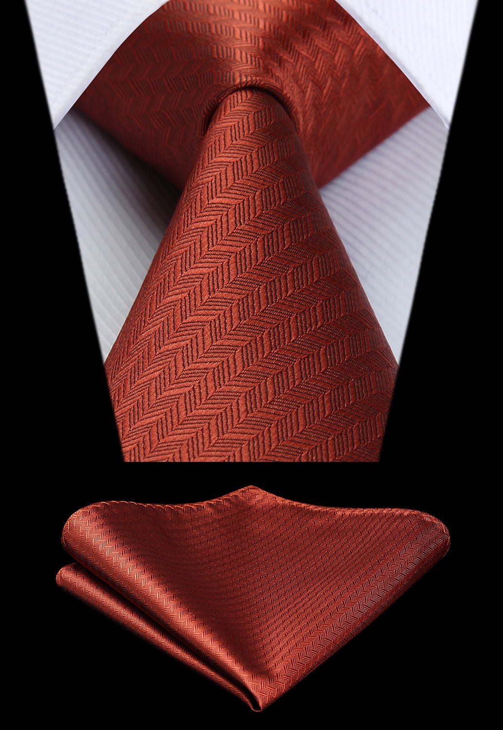 HISDERN Ties for Men Solid Houndstooth Neckties Handkerchief Formal ...