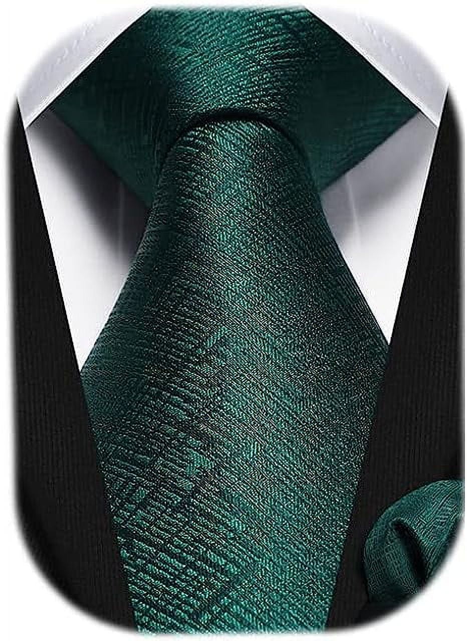 HISDERN Ties for Men Solid Houndstooth Neckties Handkerchief Formal ...