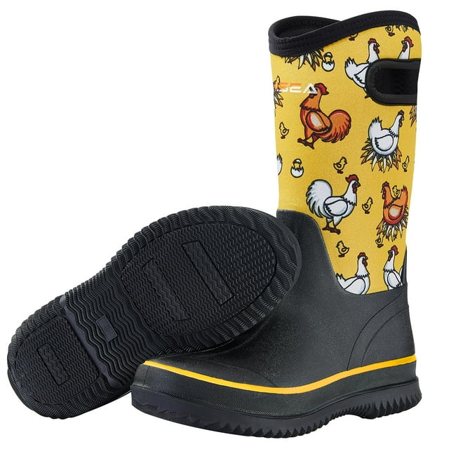 HISEA Rain Boots for Women Mid Calf Muck Rubber Boots Waterproof ...