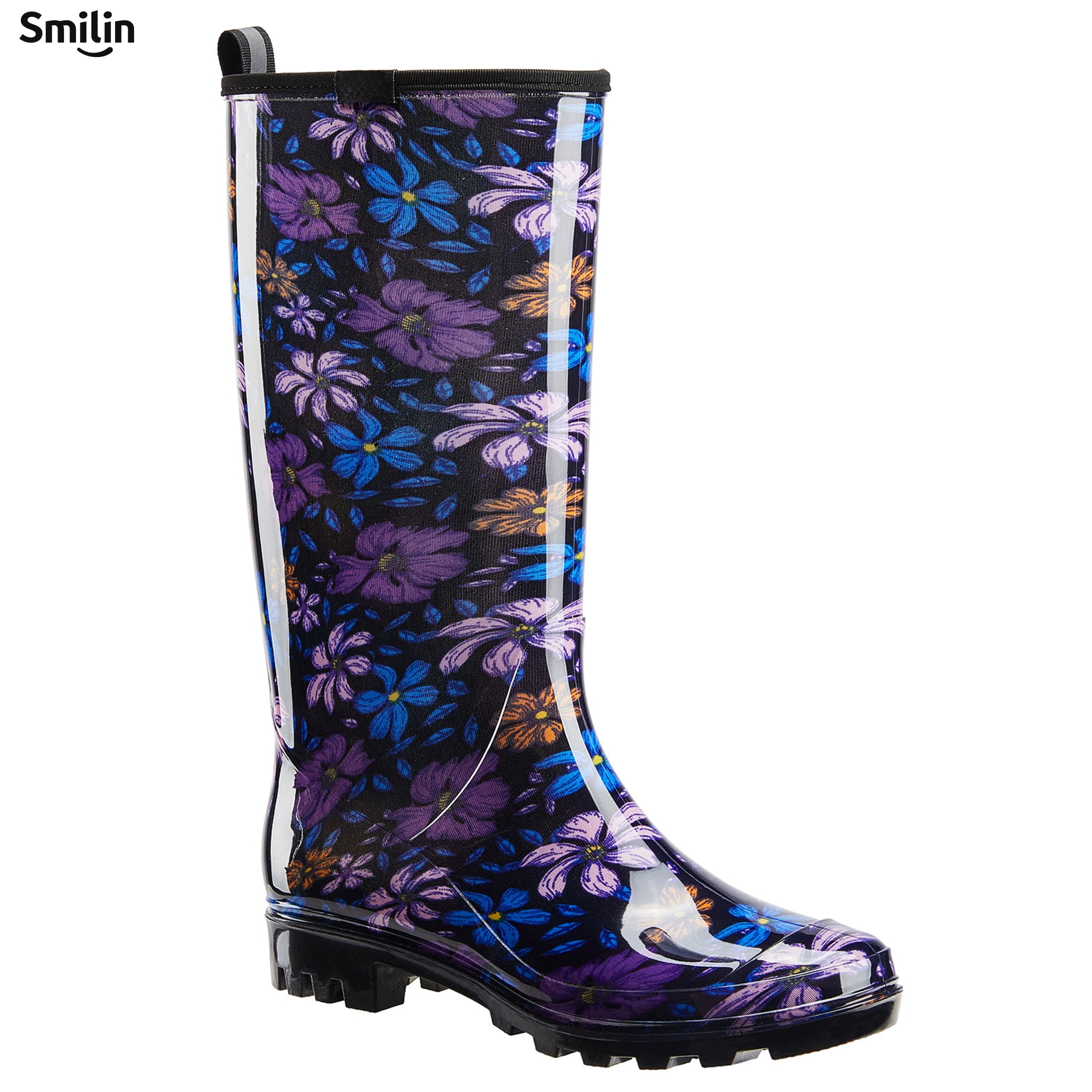SMILIN Colorful Rain Boots for Women,Mid-Calf Waterproof Anti-Slip Slim ...