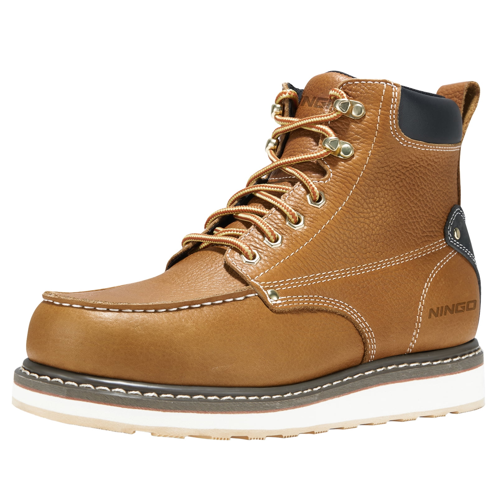 NINGO Men's Ankle-High Work Boots, 6" Slip Waterproof Resistant Safety ...