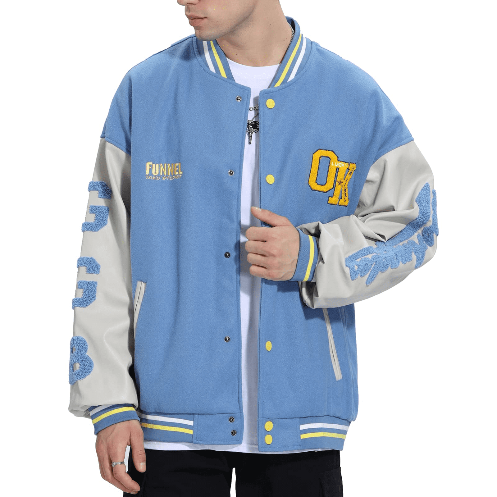 HISITOSA Mens Womens Varsity College Jacket Baseball Bomber Jacket ...