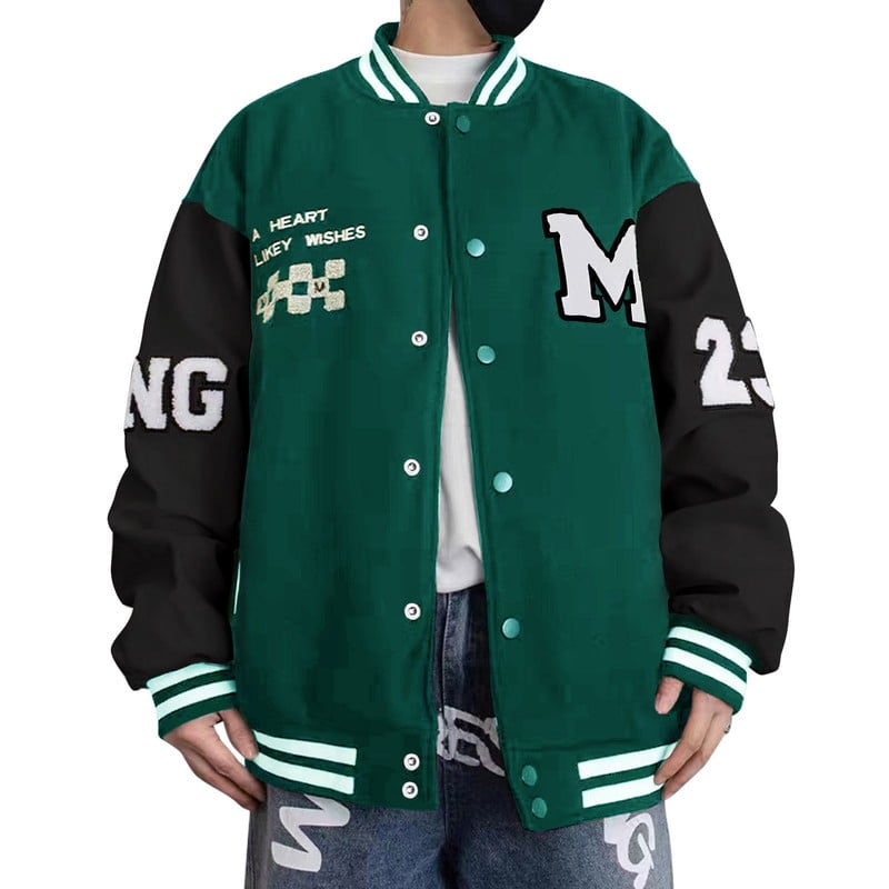 HISITOSA Mens Womens Varsity College Jacket Baseball Bomber Jacket ...