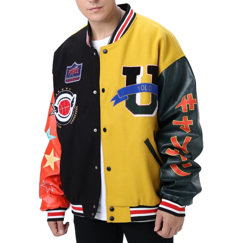 HISITOSA Mens Womens Varsity College Jacket Baseball Bomber Jacket ...