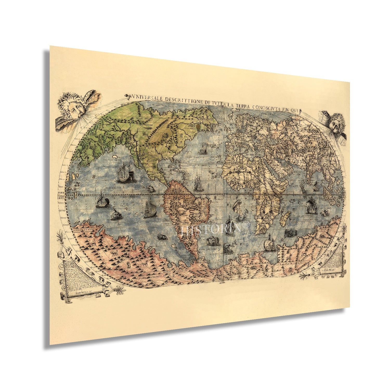HISTORIX 1565 World Map Universal Description of All Known Land Vintage ...