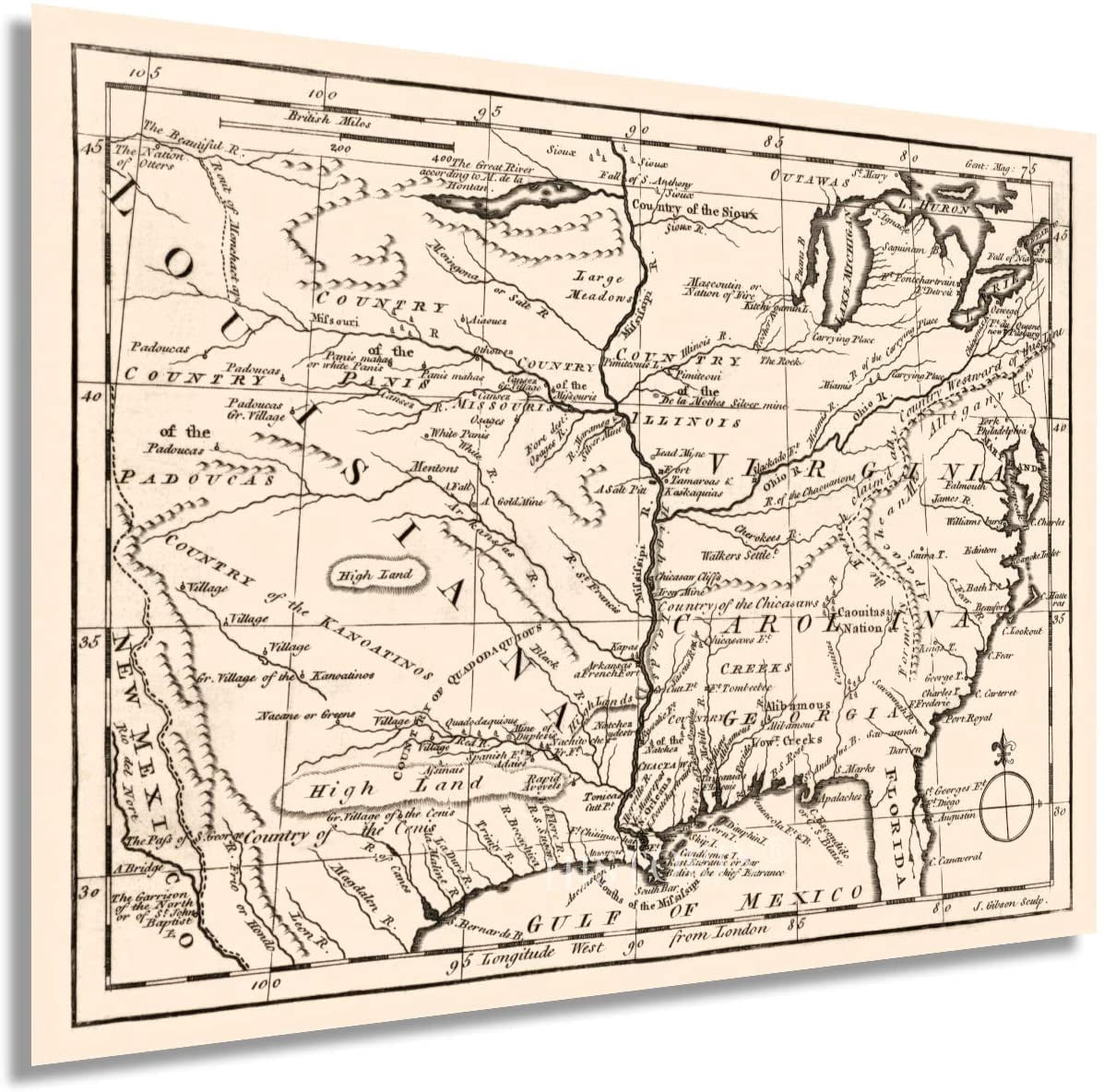 HISTORIX 1763 Colonial America Vintage Map Poster Wall Art Print, 18 x ...