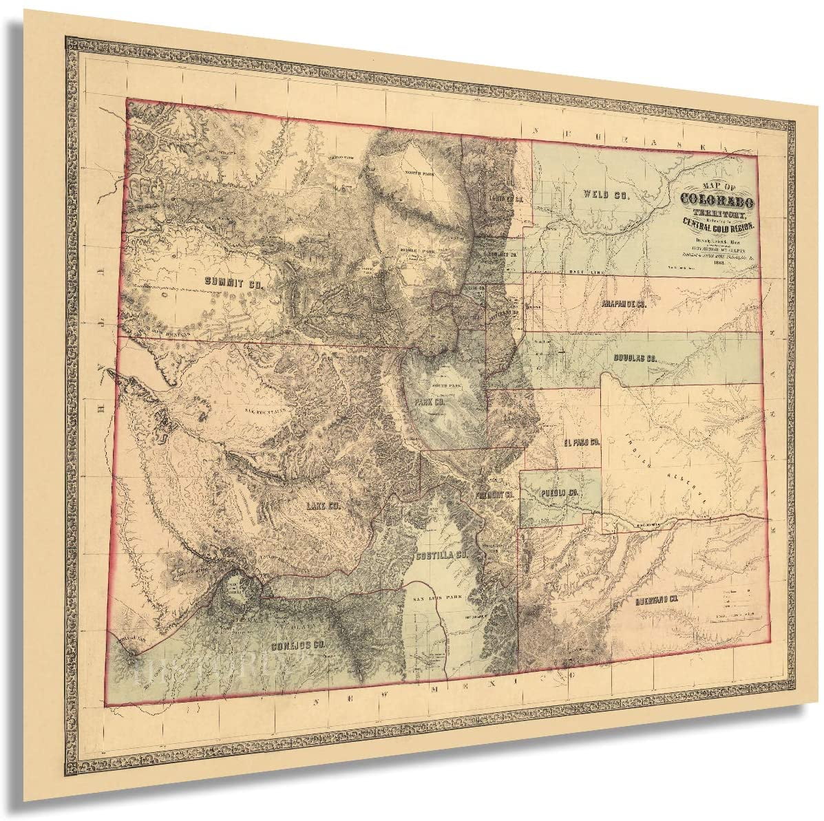 HISTORIX 1862 Colorado Territory Map Poster Wall Art Print, 18 x 24 ...