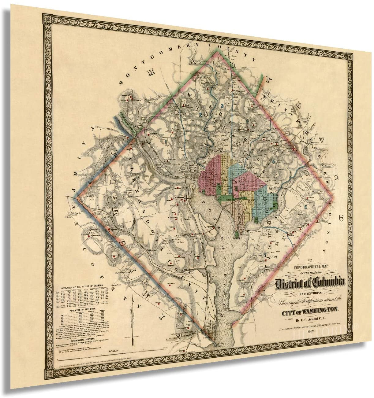 HISTORIX 1862 Washington DC Vintage Map - 24x30 Inch Historic ...