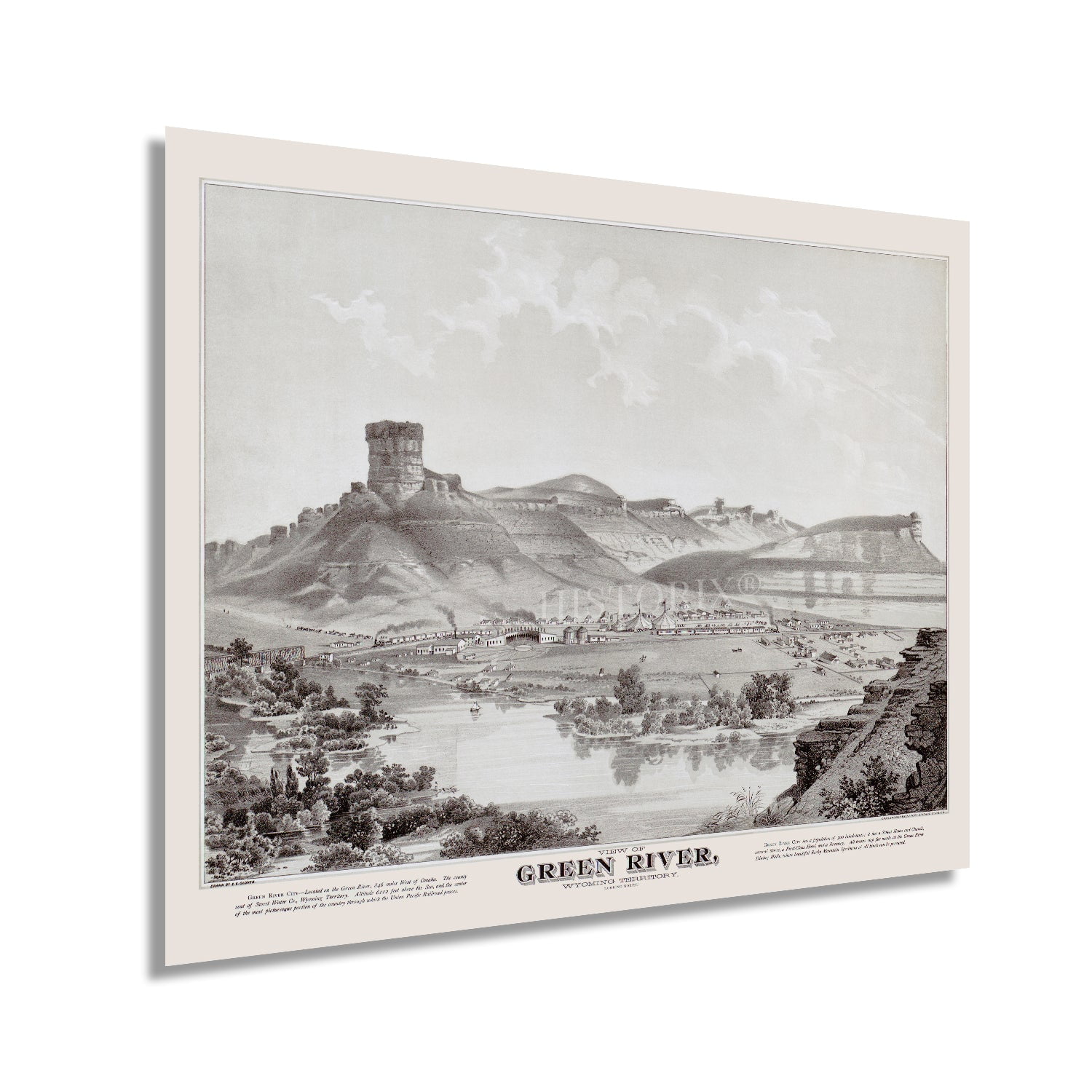 HISTORIX 1875 Green River Wyoming Map Vintage Poster Wall Art Print, 24 ...