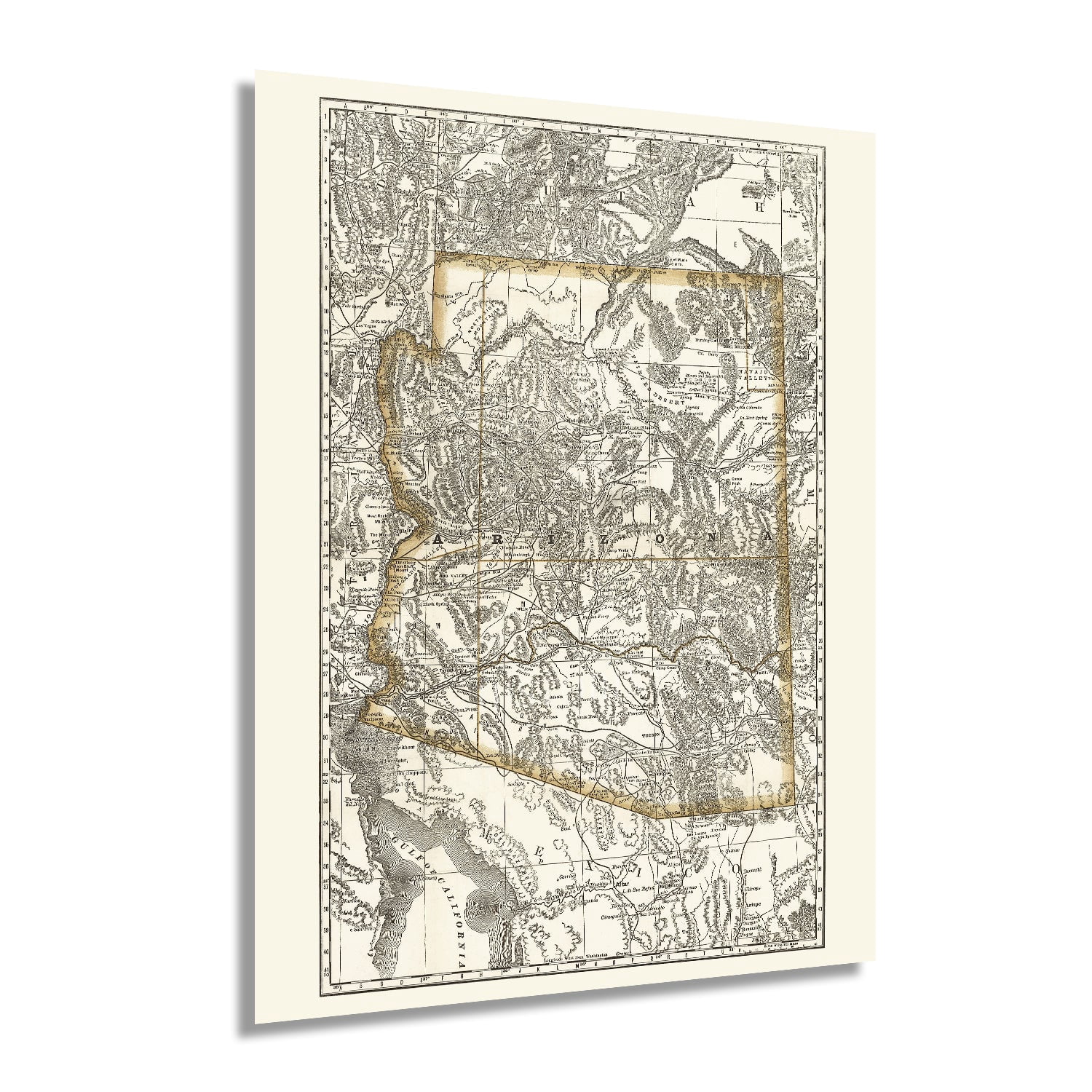 HISTORIX 1876 Arizona State Map Vintage Poster Wall Art Print, 18 x 24 ...