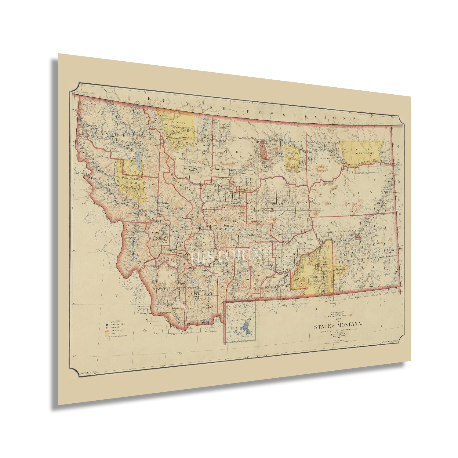 HISTORIX 1897 Map of Montana State Vintage Poster Wall Art Print, 18 x ...