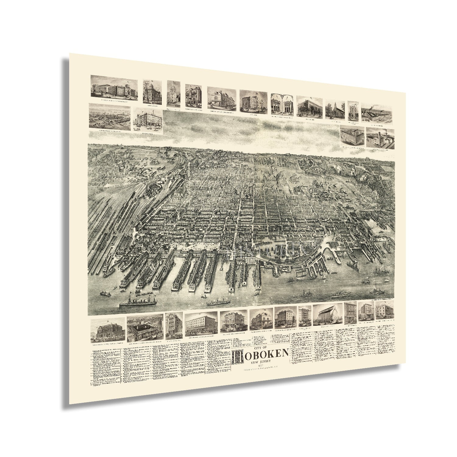 1904 Hoboken New Jersey Map - Old City of Hoboken Wall Art - History ...
