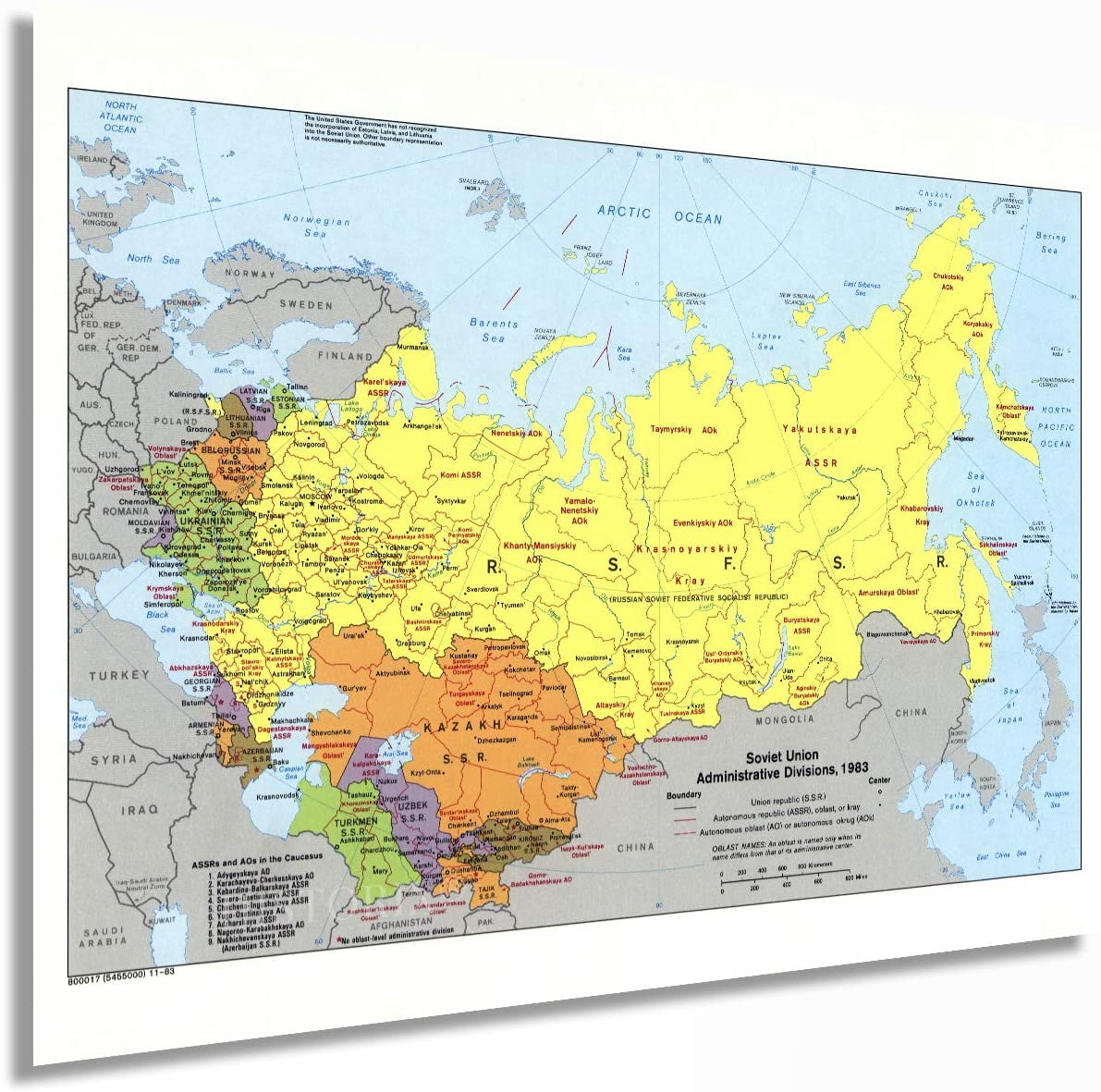 HISTORIX 1983 Soviet Union Map Poster 18"x24" Wall Art Print - Walmart.com