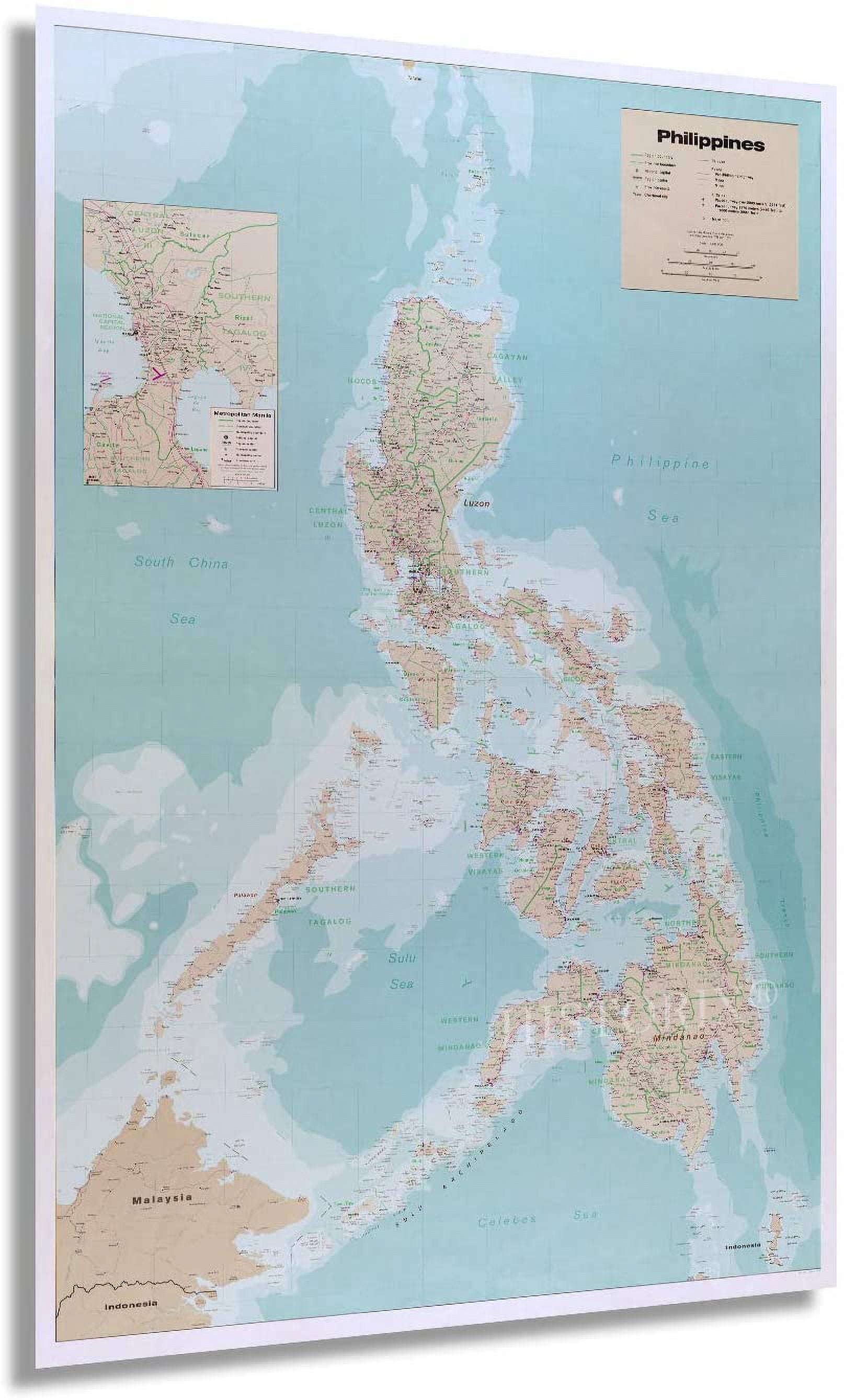 HISTORIX 1990 Map of the Philippines - 24x36 Inch - Philippine Islands ...