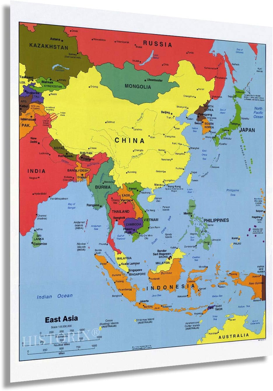 HISTORIX 2004 East Asia Map - 24x30 Inch Asia Map Poster - East Asia ...